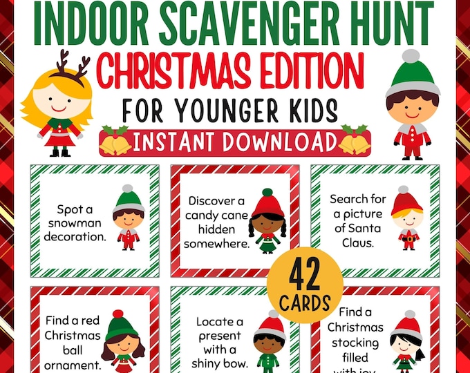 Indoor Christmas Treasure Hunt丨christmas Scavenger Hunt Cards丨christmas ...
