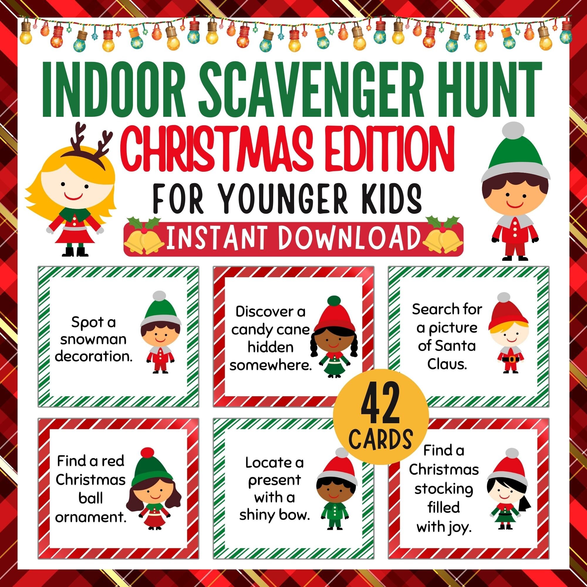 Christmas Scavenger Hunt Party Game | Printable Indoor Christmas ...