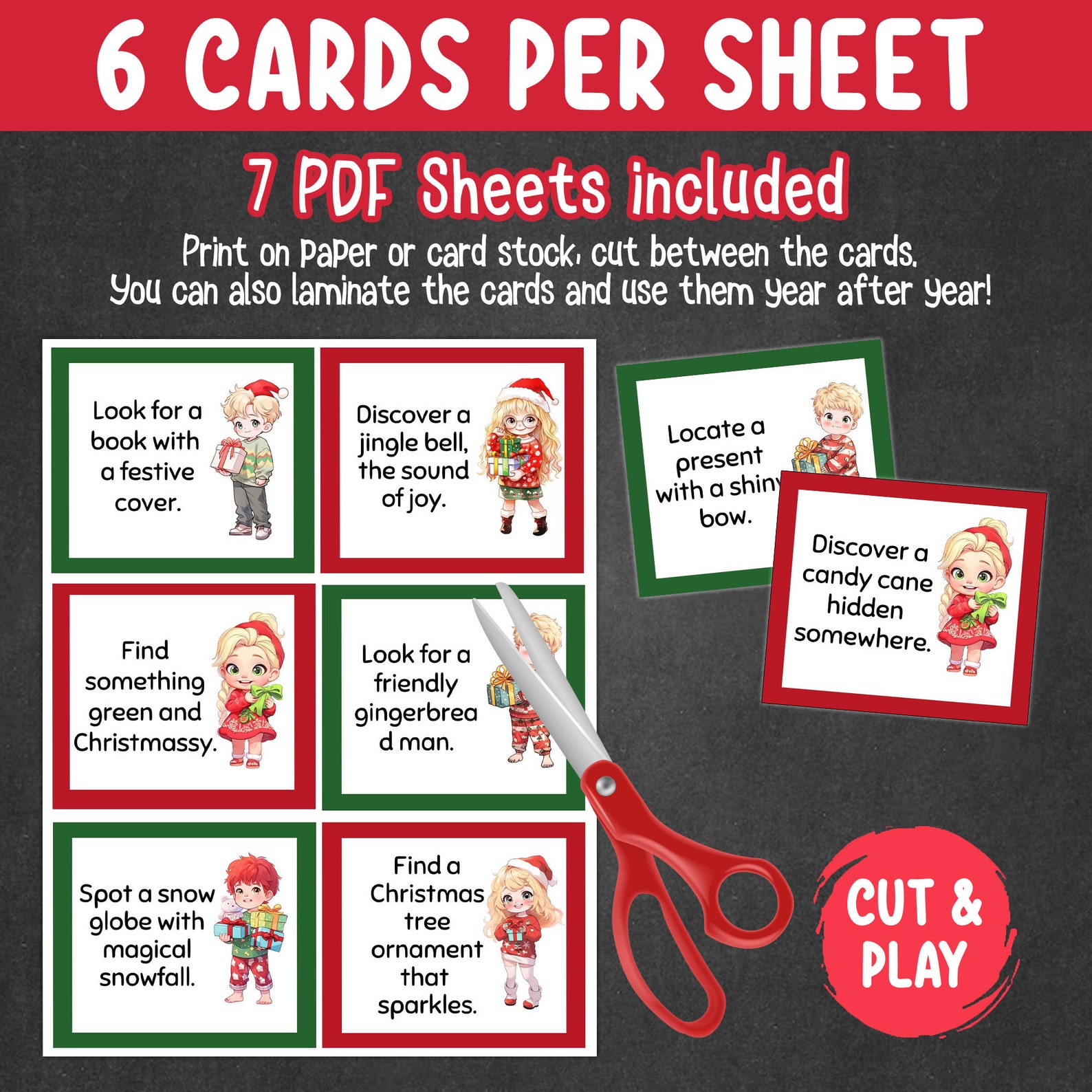 Christmas Scavenger Hunt for Young Kids, Indoor Treasure Hunt (digital ...