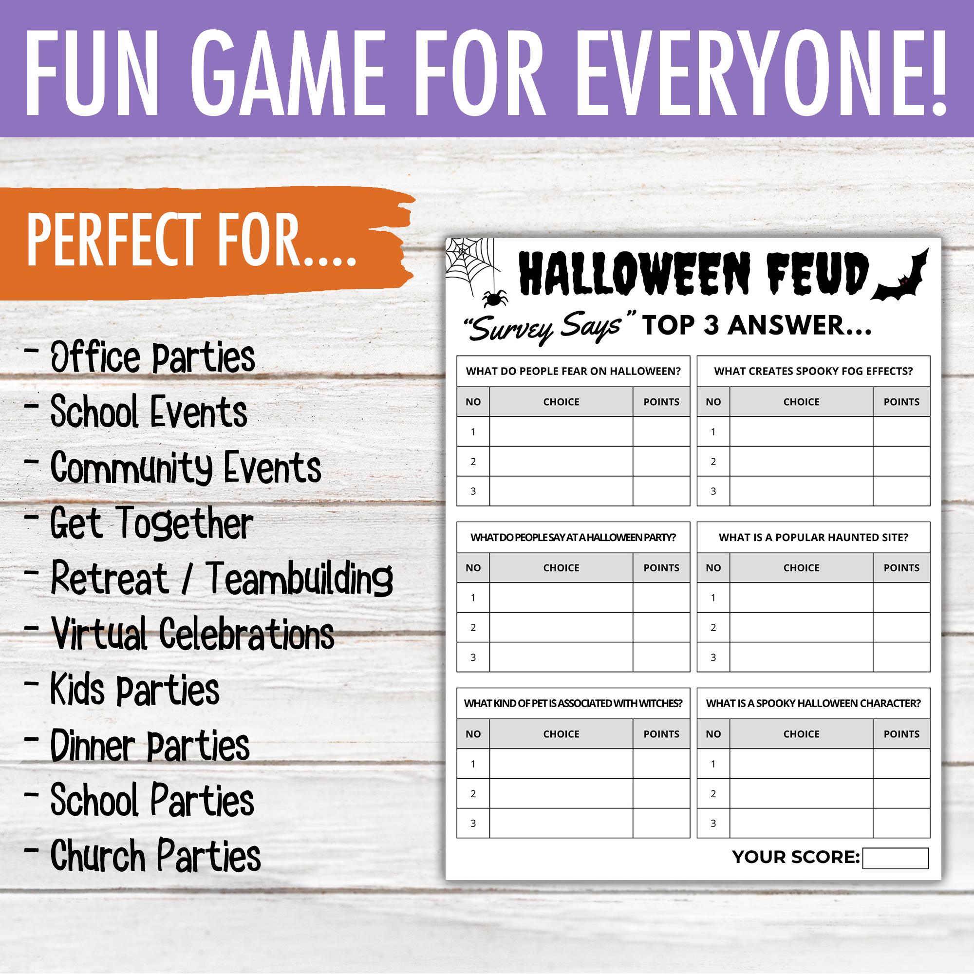 Halloween Friendly Feud Game, Halloween Party Game, Halloween Feud ...