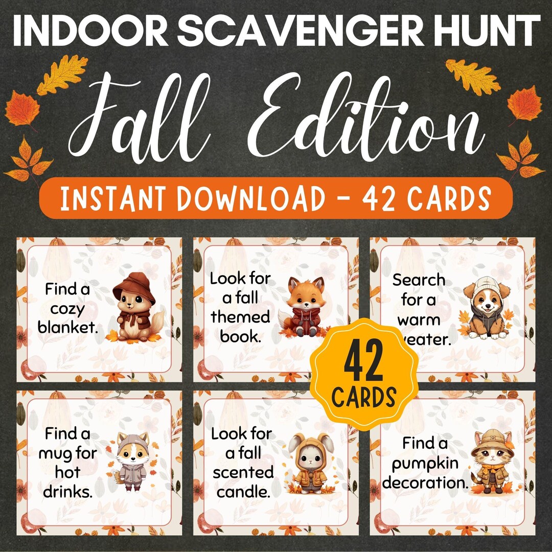 Autumn Indoor Scavenger Hunt | Printable PDF | Kids, Teens, Adults ...