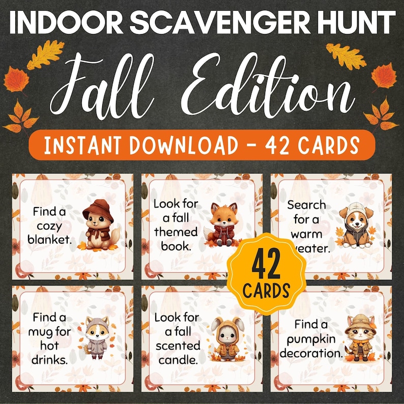 Autumn Indoor Scavenger Hunt | Printable PDF | Kids, Teens, Adults ...