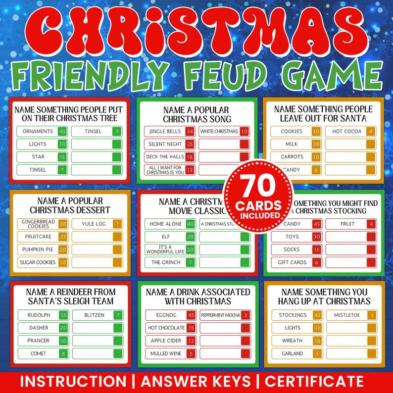 Christmas Friendly Feud Game | Printable Christmas Game | Christmas ...