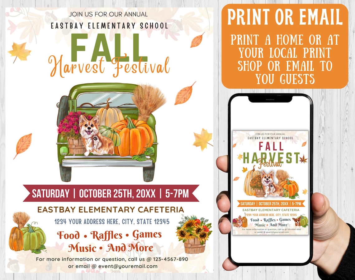 Fall Harvest Flyer Editable, Fall Festival Flyer, Fall Festival ...