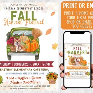 Fall Harvest Flyer Editable, Fall Festival Flyer, Fall Festival ...