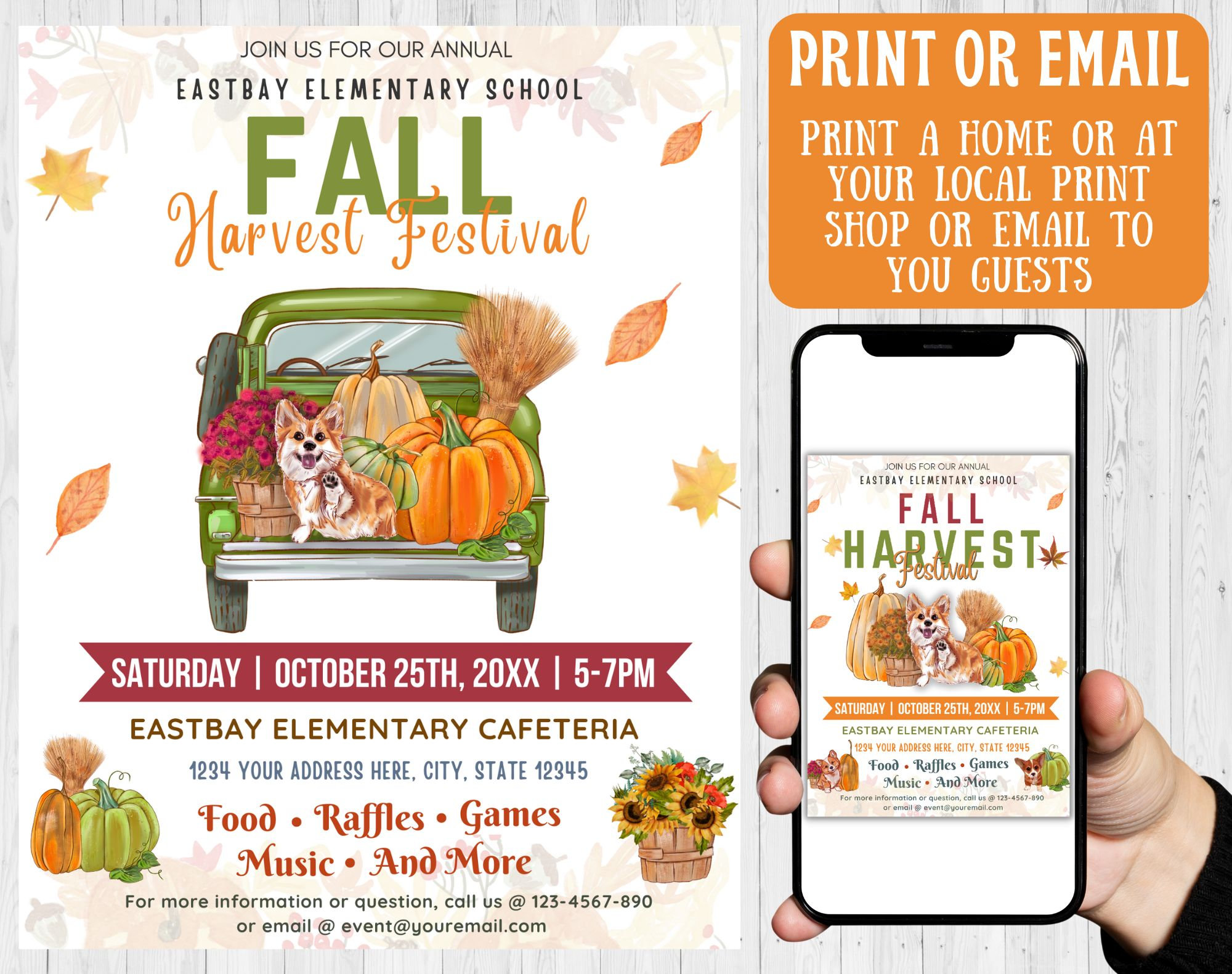 Fall Harvest Flyer Editable, Fall Festival Flyer, Fall Festival ...