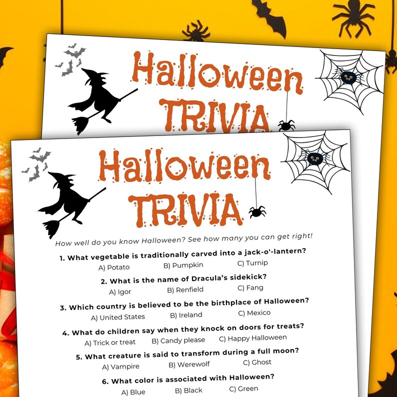 Halloween Trivia Game Printable, Halloween Party Games for Kids and ...