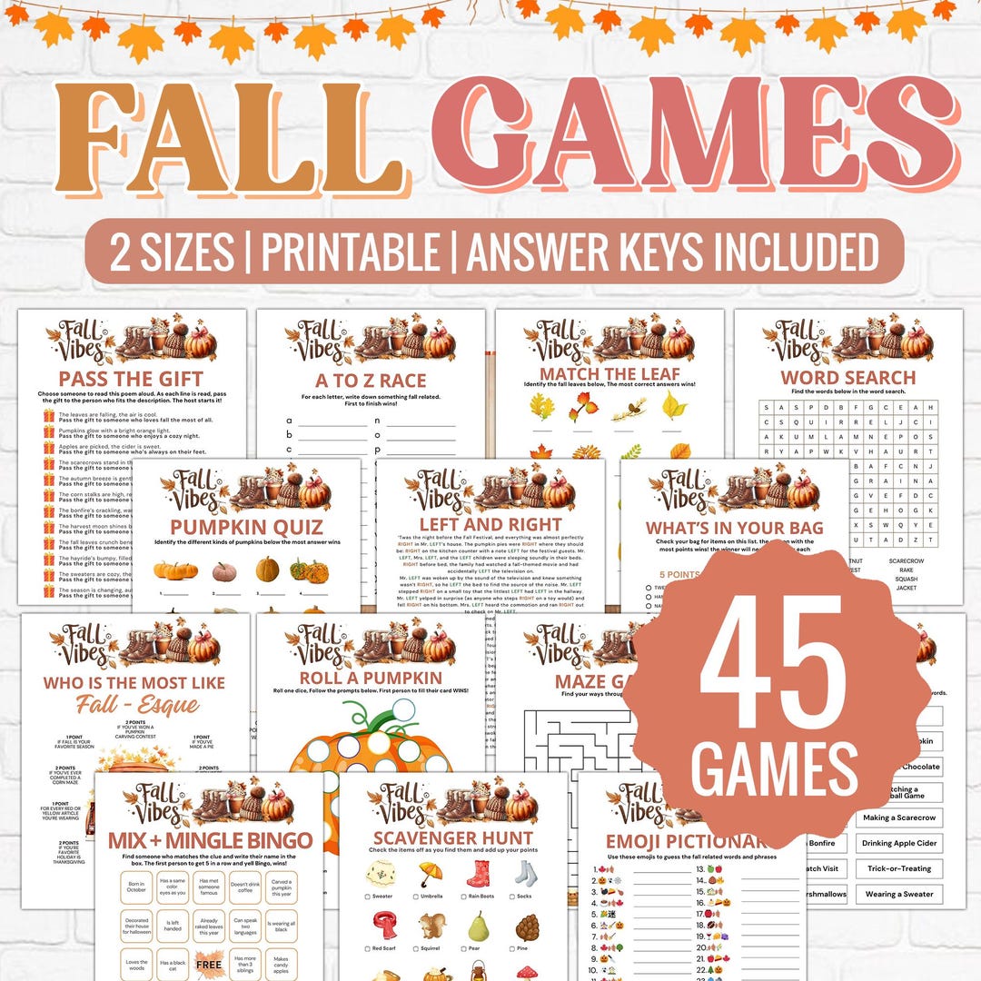 Fall Games Fall Games Printable Fall Party Games Autumn Games Autumn ...