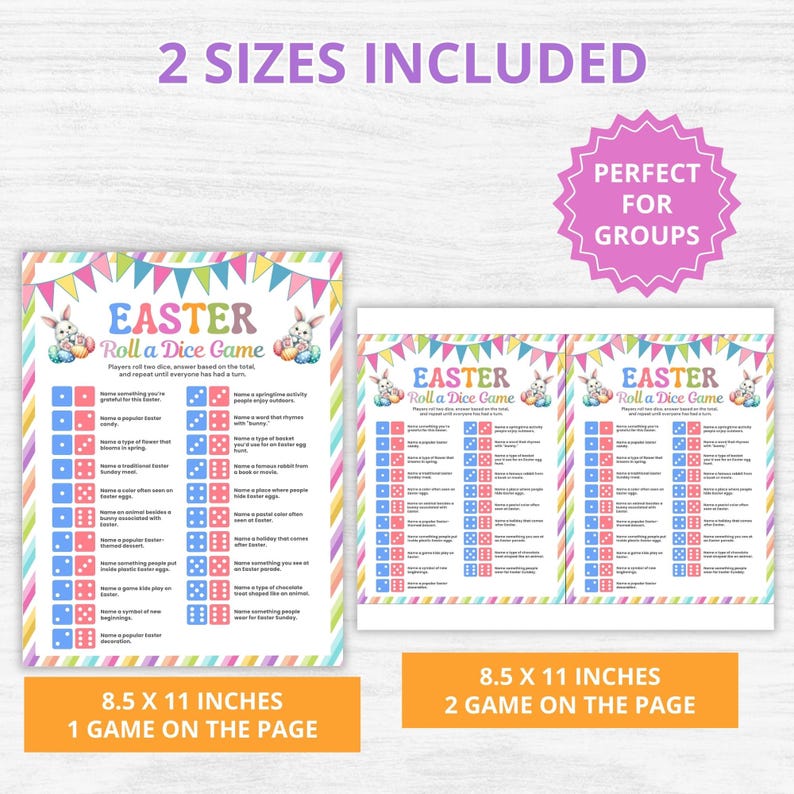 Easter Roll a Dice Game | Fun Family Activity (instant Download) - Etsy