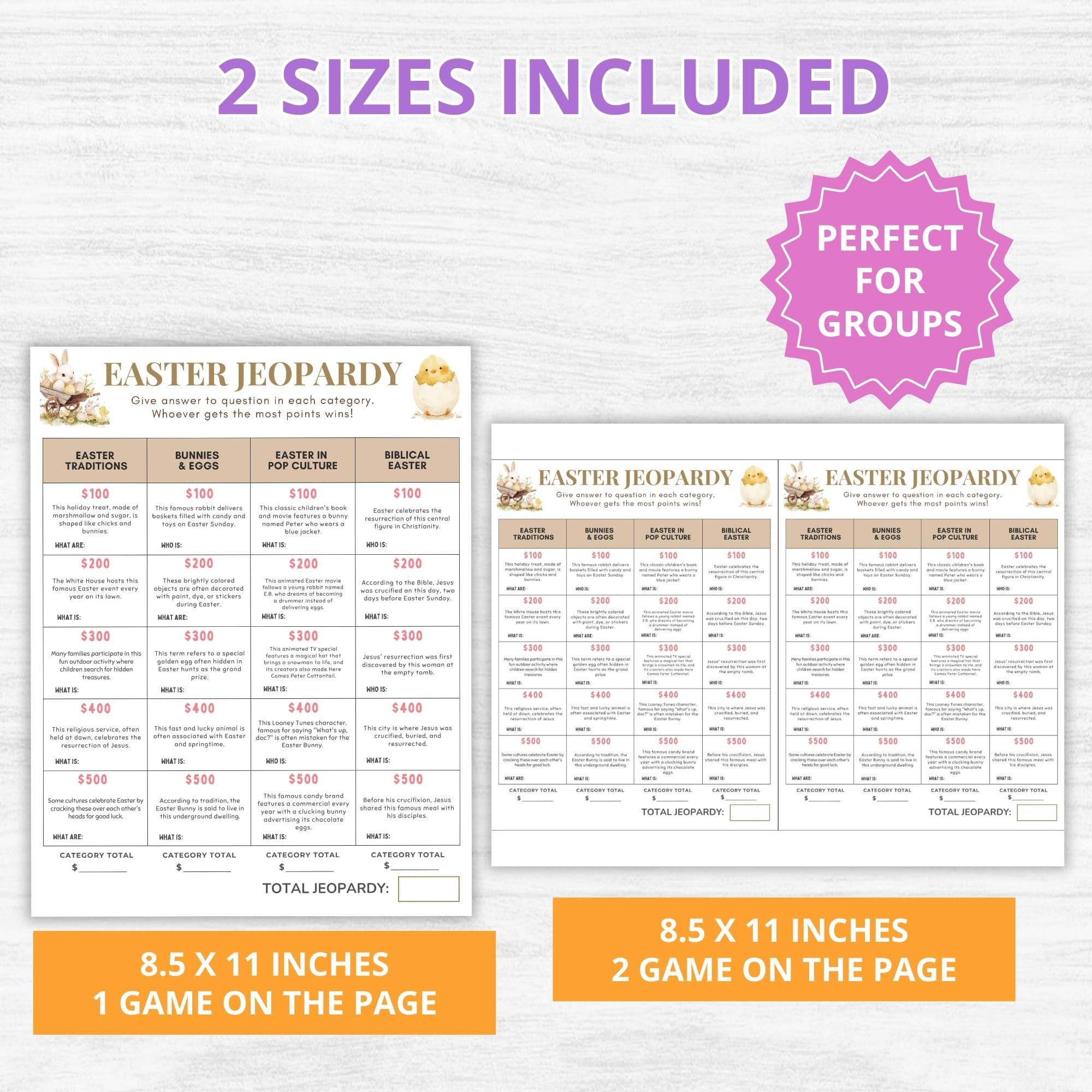 Printable Easter Jeopardy Game, Family Trivia (PDF) - Etsy
