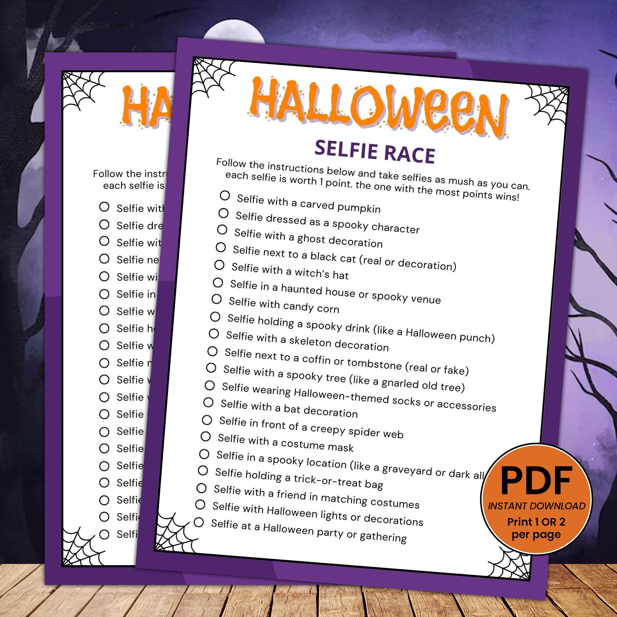 Halloween Selfie Scavenger Hunt Game, Printable Party Activity (digital ...