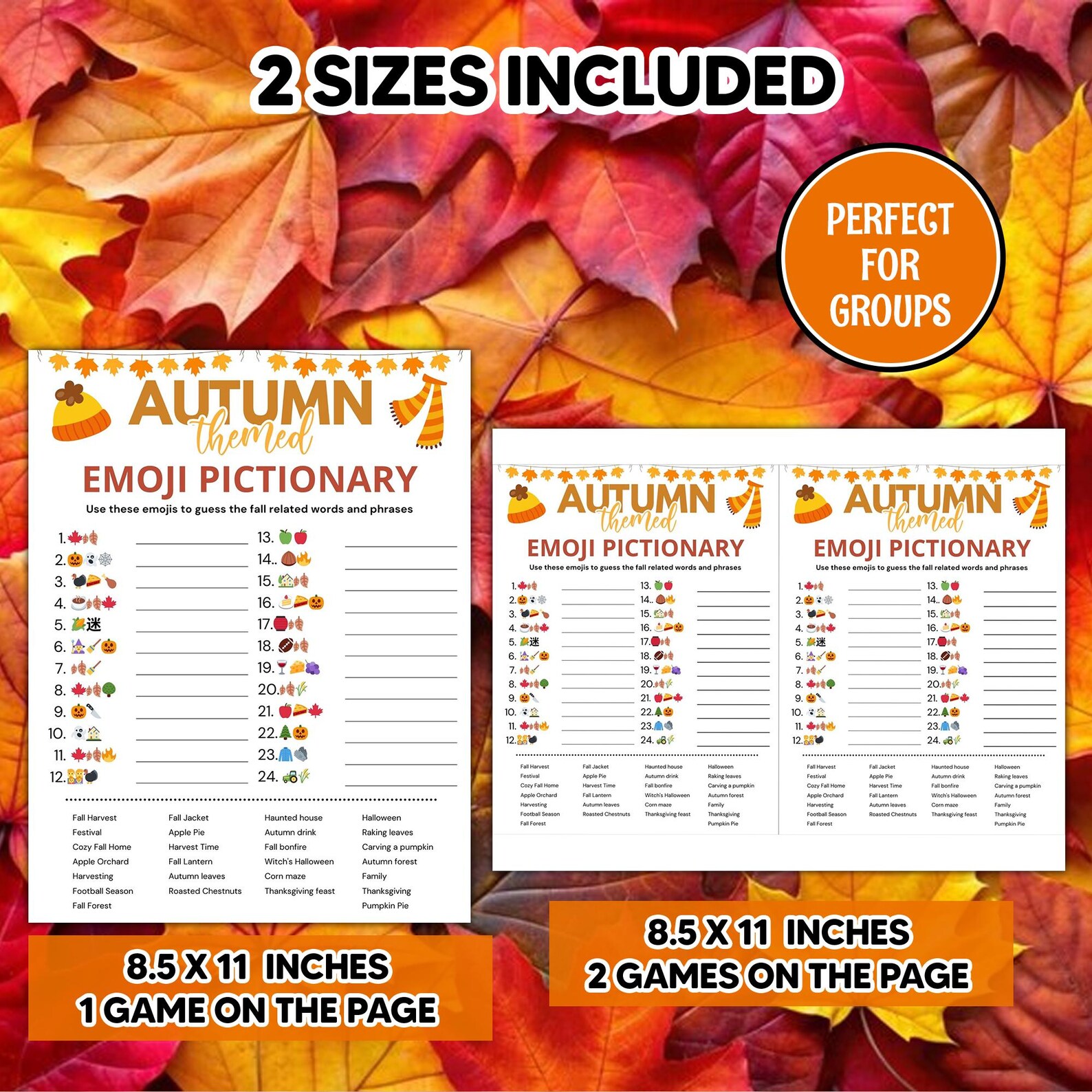 Fall Emoji Pictionary Game | Printable Autumn Games | Fall Time ...