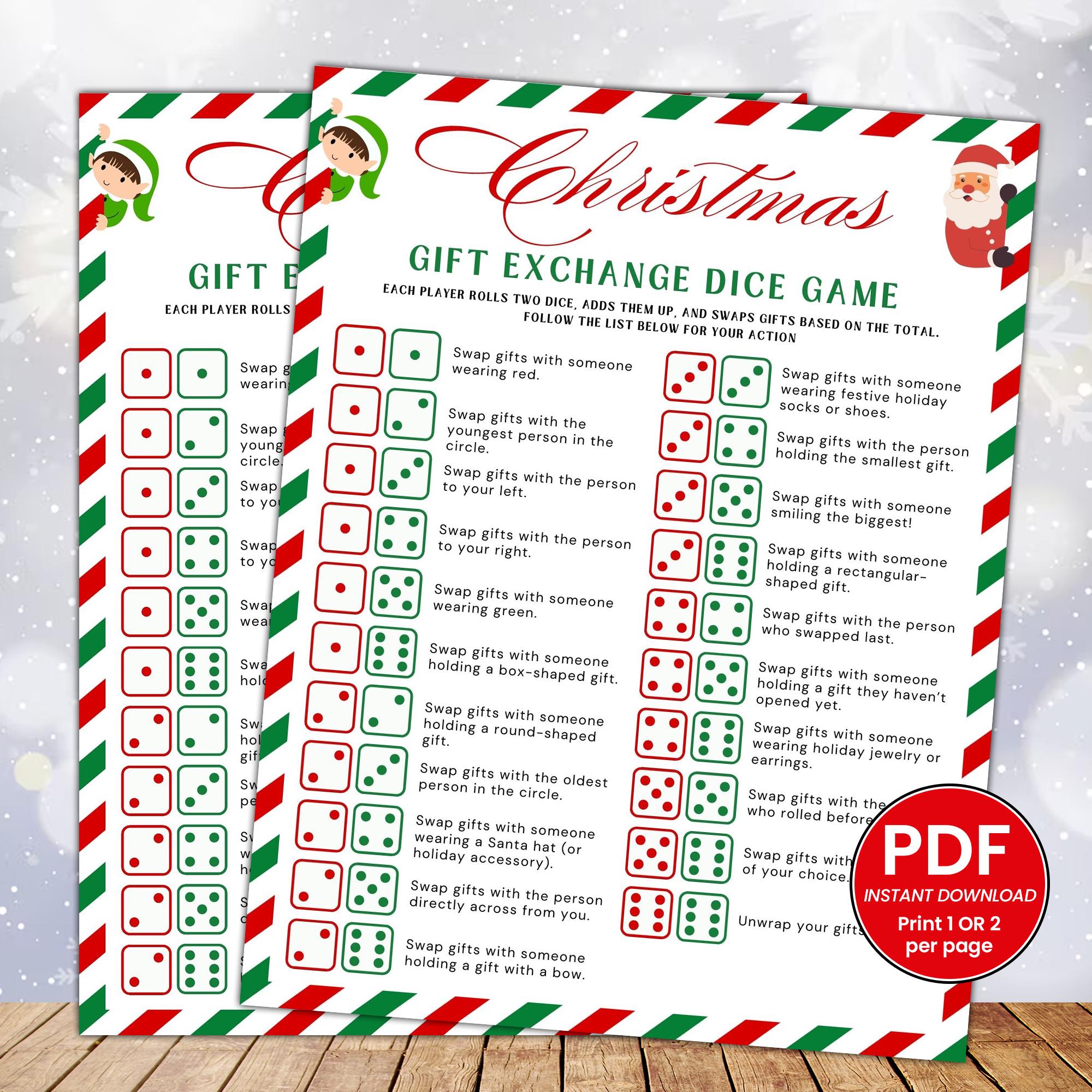 Christmas Gift Exchange Dice Game | Printable Party Activity (PDF) - Etsy