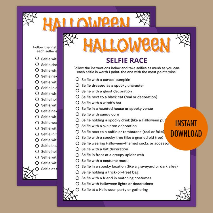 Halloween Selfie Photo Scavenger Hunt, Printable Halloween Game, Teen ...