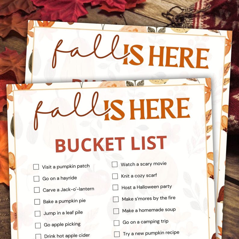 Fall Bucket List Printable, Autumn Bucket List Template, Editable Fall ...