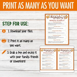 Thanksgiving Minute to Win It Games, Printable Party Activity (digital ...