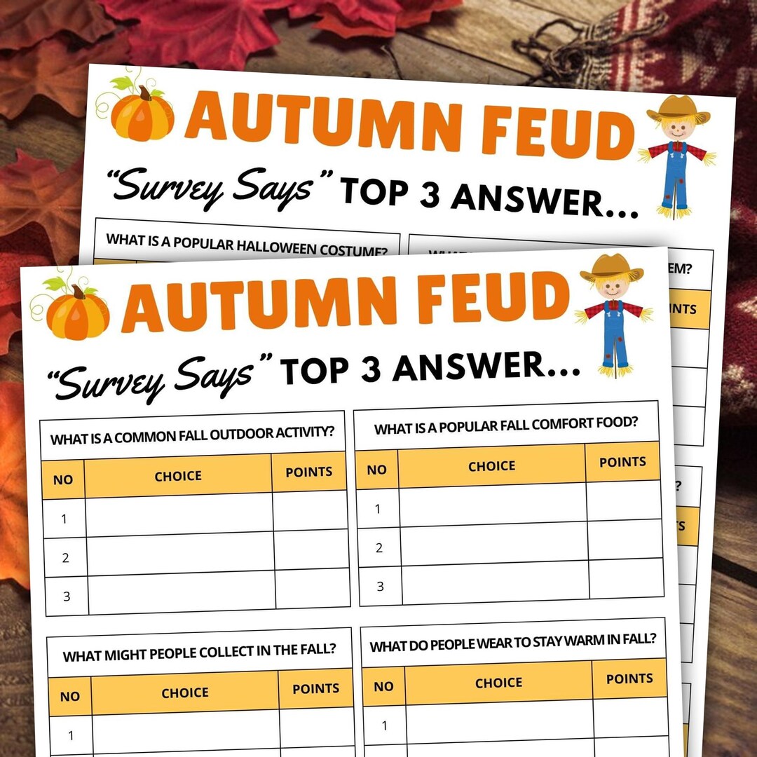 Fall Friendly Feud Fall Games for Kids Adults Fall Family Feud Fall ...