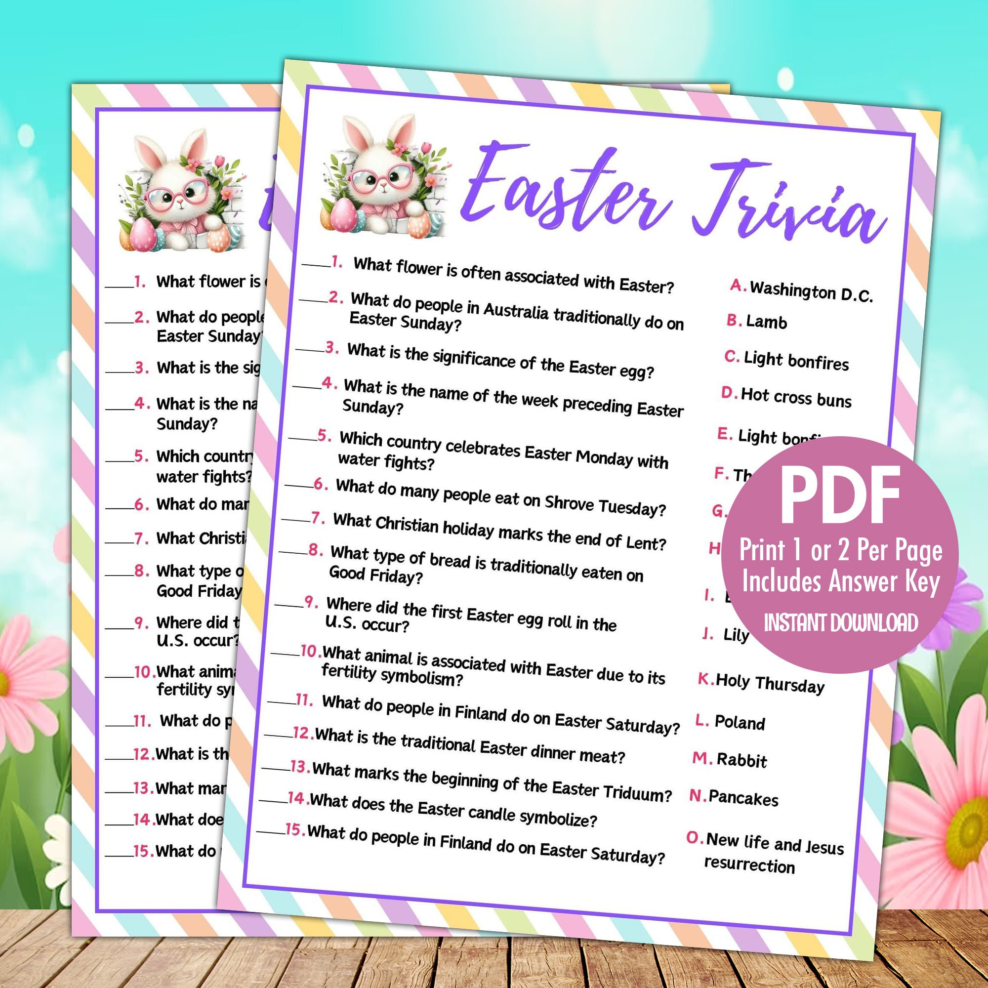 Easter Trivia Party Game, Easter Games, Adult Trivia Game, Teen Easter ...