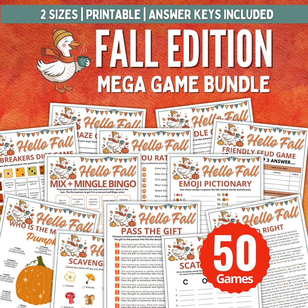 Fall Party Game Bundle | Thanksgiving, Friendsgiving Fun (digital ...
