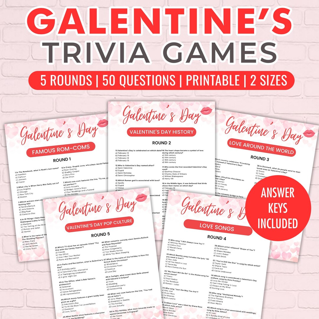 Galentines Trivia, Galentines Day Game, Valentine Game, Girls Night ...