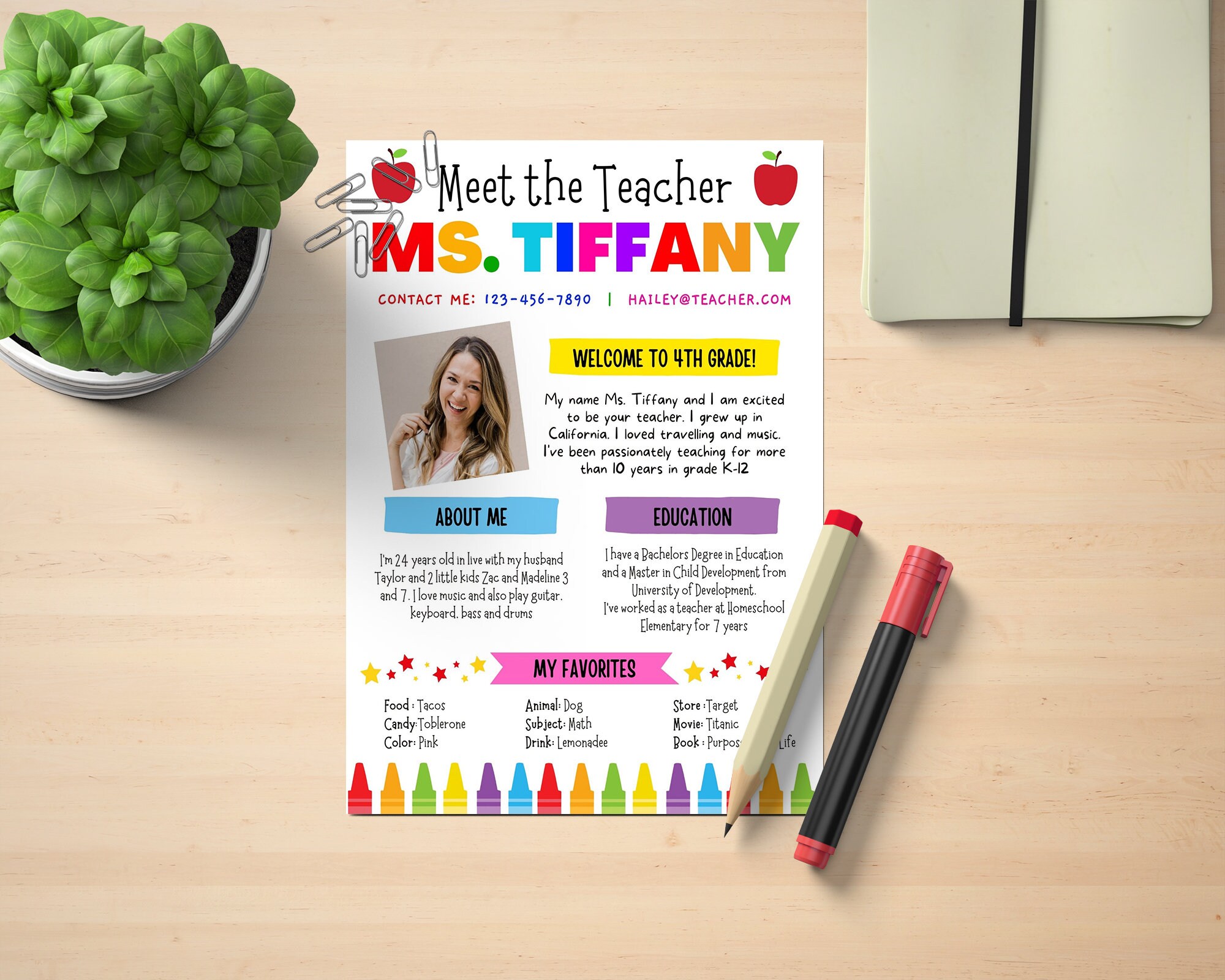 Colorful Meet the Teacher Template, Back to School Newsletter (editable ...