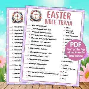 Easter Bible Trivia Printable Party Games, Easter Religious Games ...