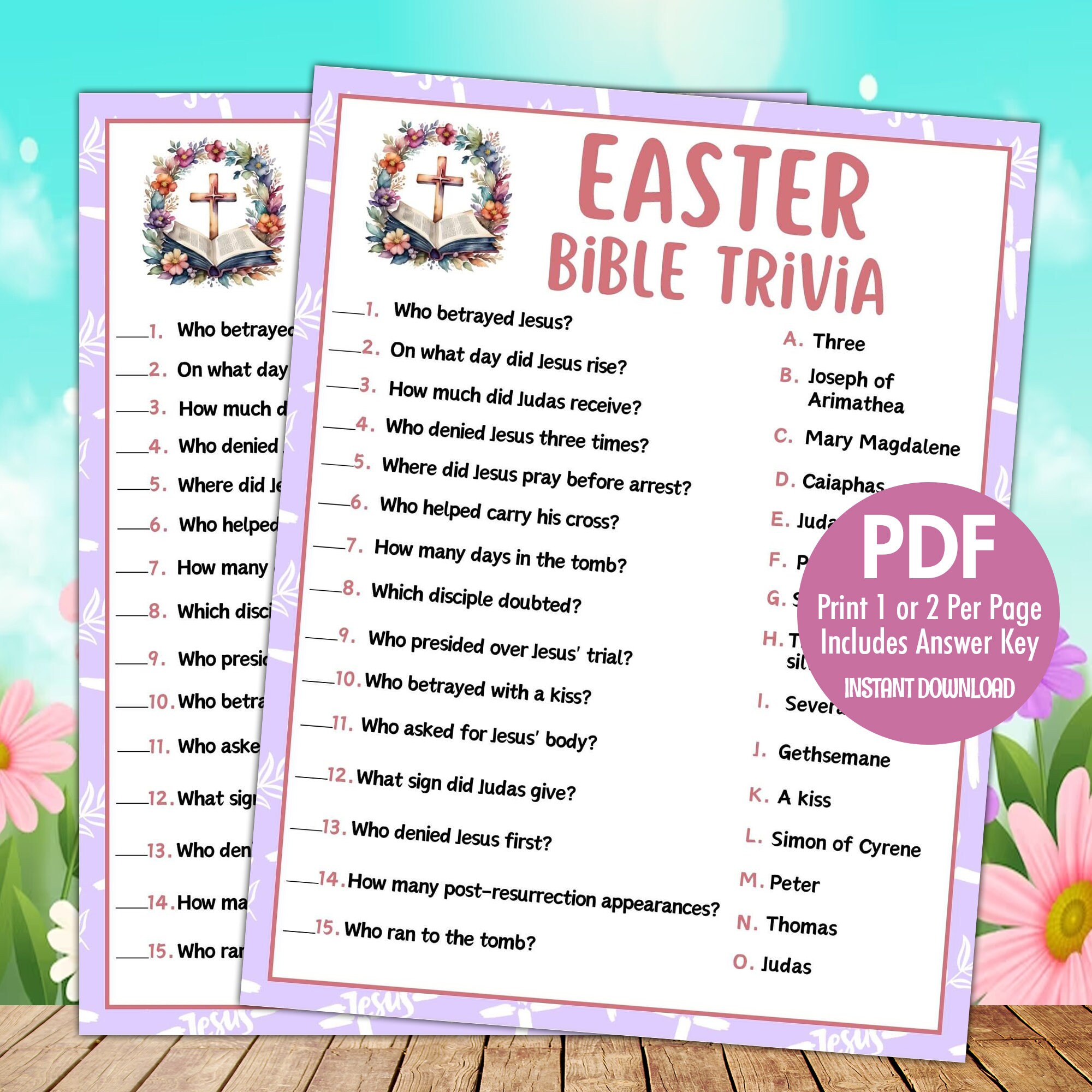 Easter Bible Trivia Printable Party Games, Easter Religious Games ...