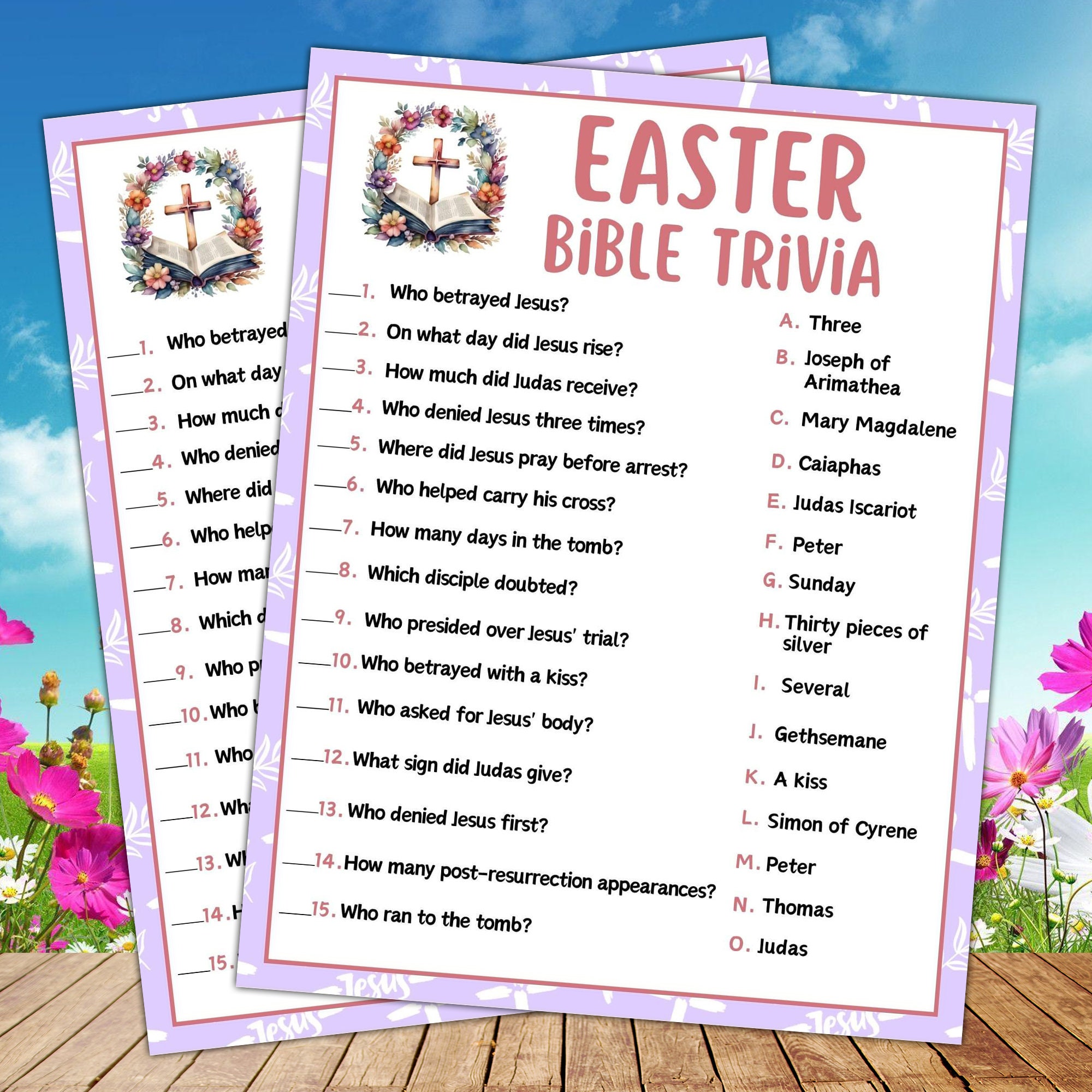 Easter Bible Trivia Printable Party Games, Easter Religious Games ...