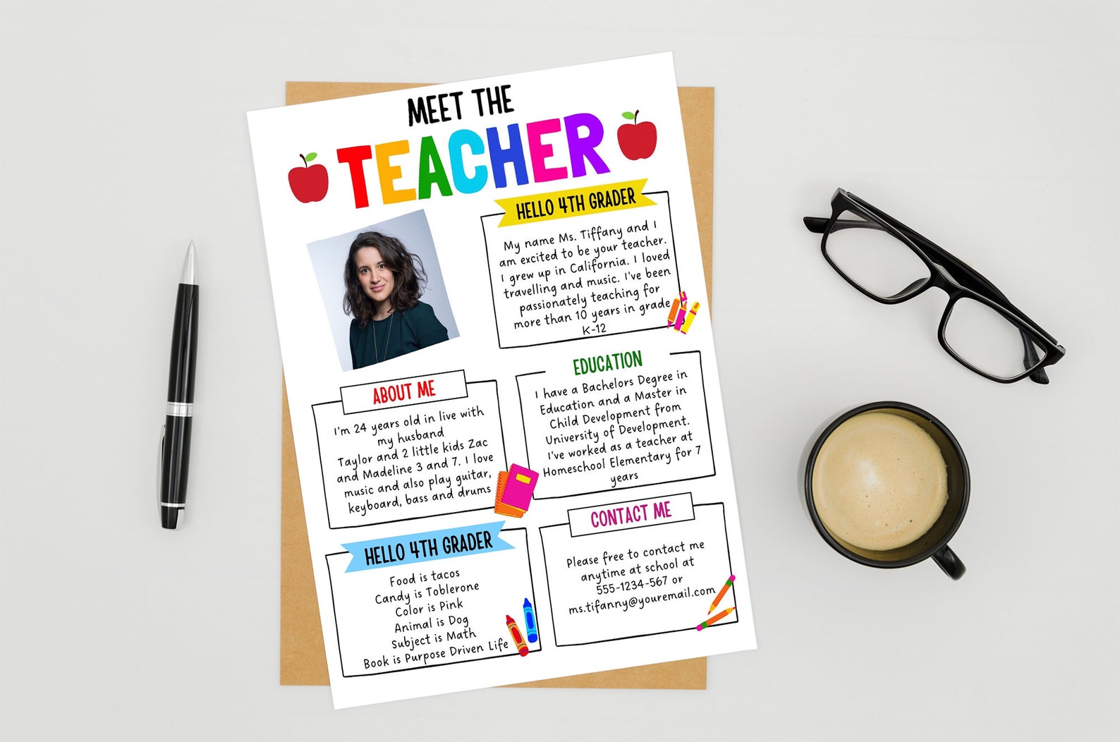 Colorful Meet the Teacher Editable Template Letter Flyer Set of 2 ...