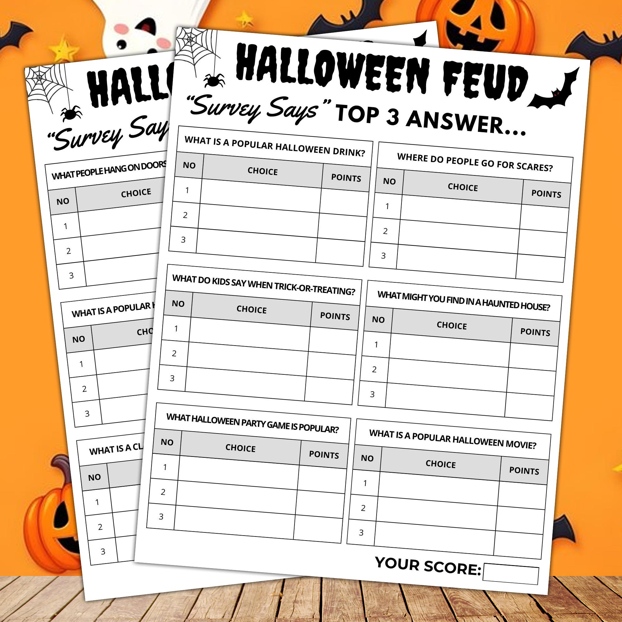 Halloween Friendly Feud Game, Halloween Party Game, Halloween Feud ...