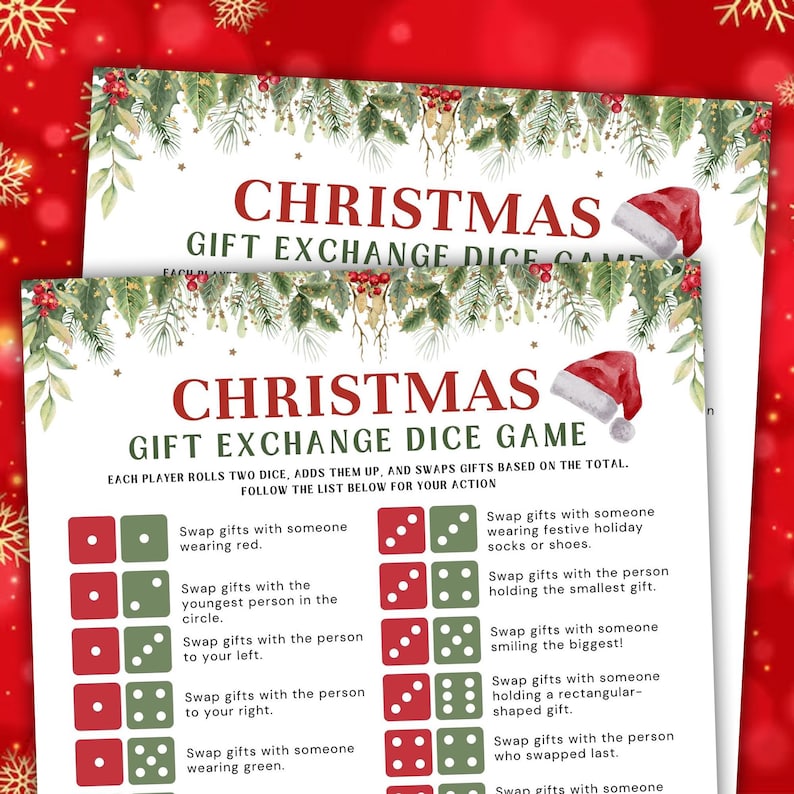 Christmas Dice Game Printable Christmas Gift Exchange Game, Christmas ...