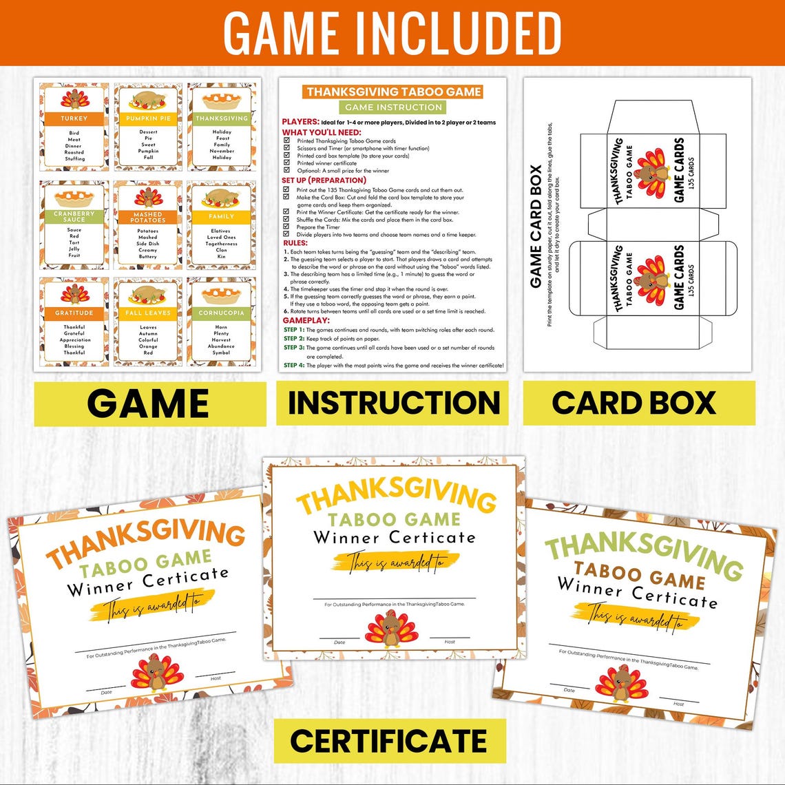 Thanksgiving Forbidden Words | Printable Thanksgiving Game ...