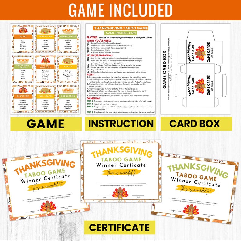 Thanksgiving Forbidden Words | Printable Thanksgiving Game ...