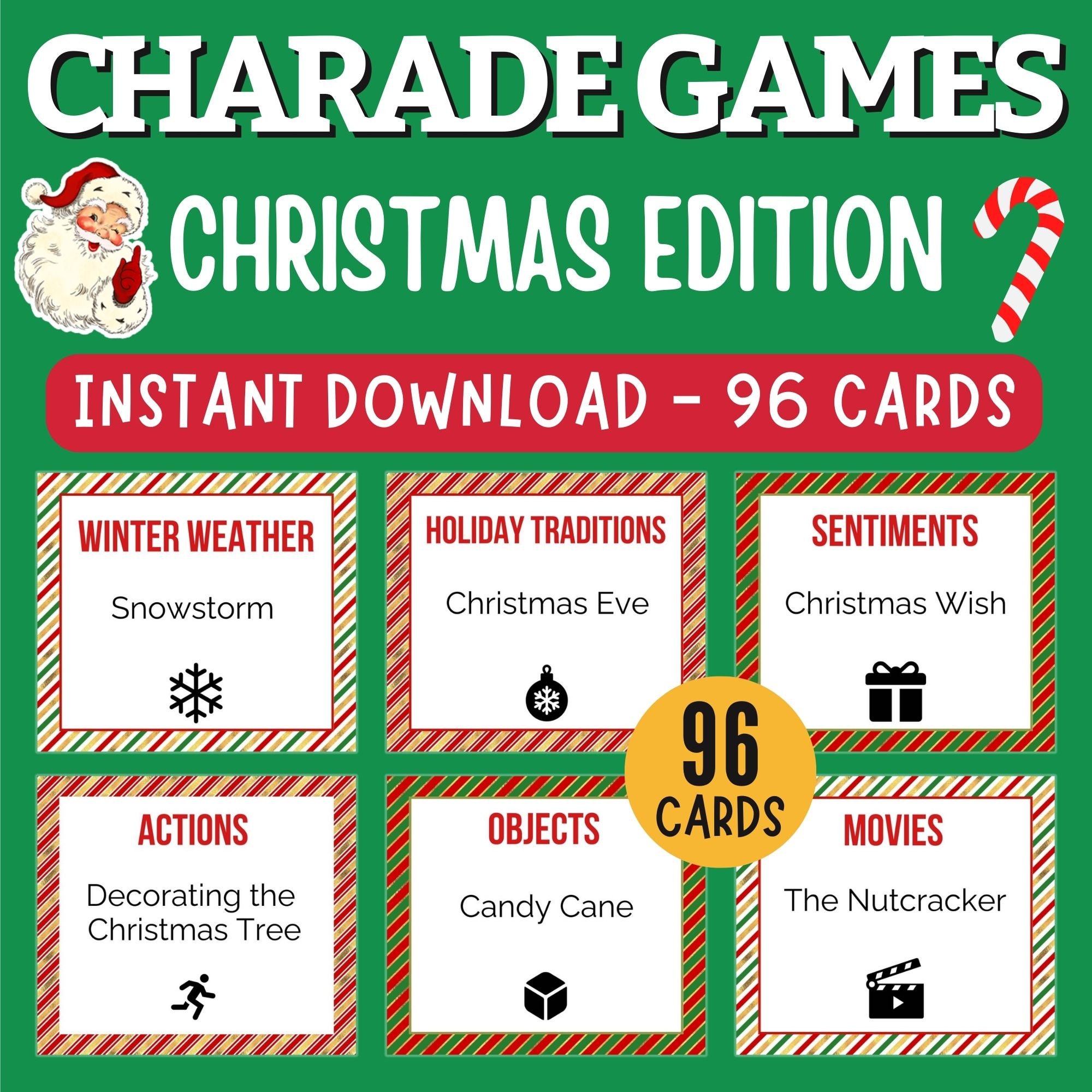 Christmas Charades Christmas Party Game for Adults and Kids Christmas ...