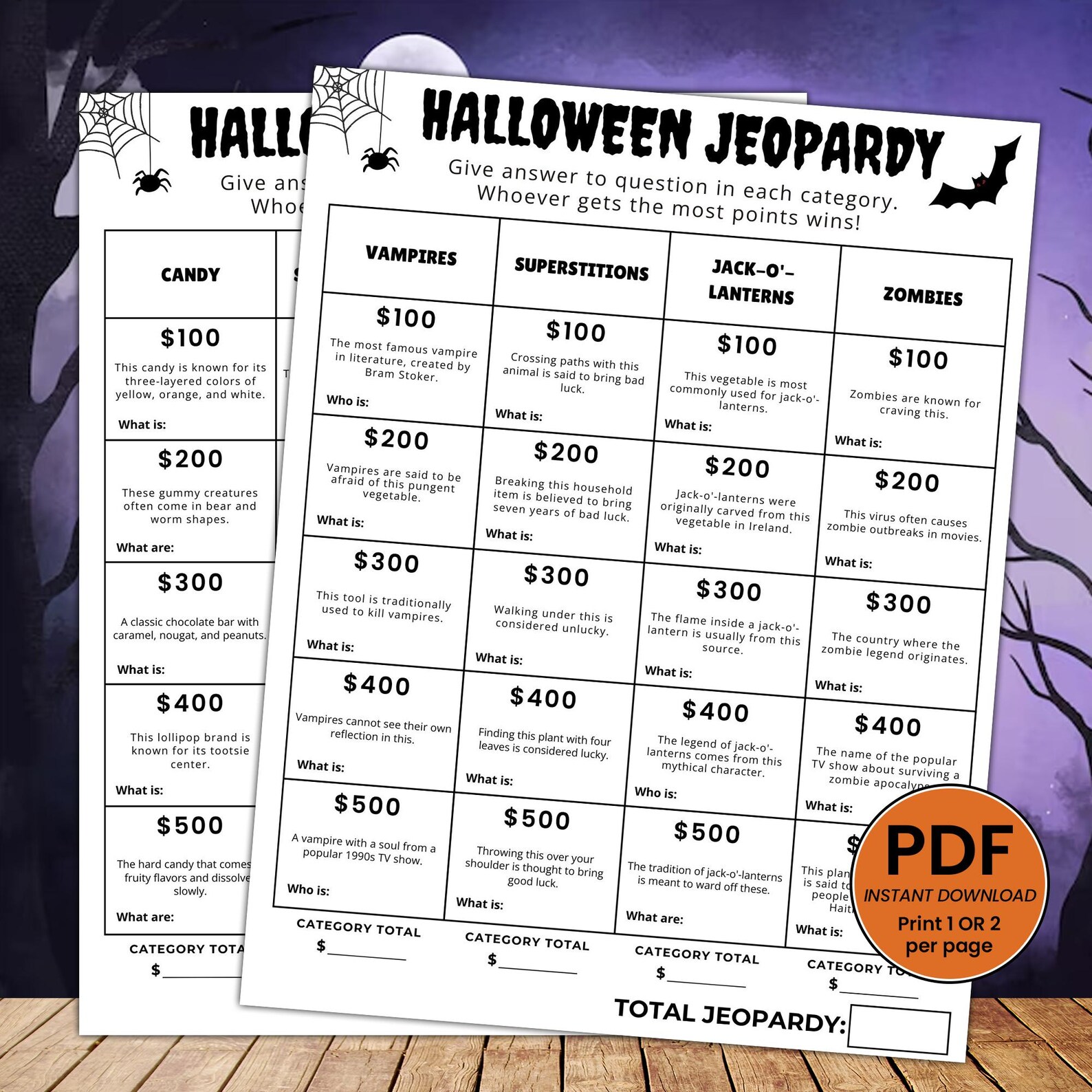 Halloween Jeopardy Game, Halloween Trivia Game, Halloween Icebreaker ...