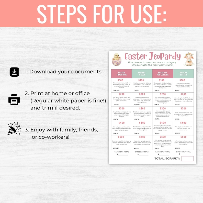 Easter Jeopardy Game, Easter Trivia Party Game, Printable Game, Easter ...