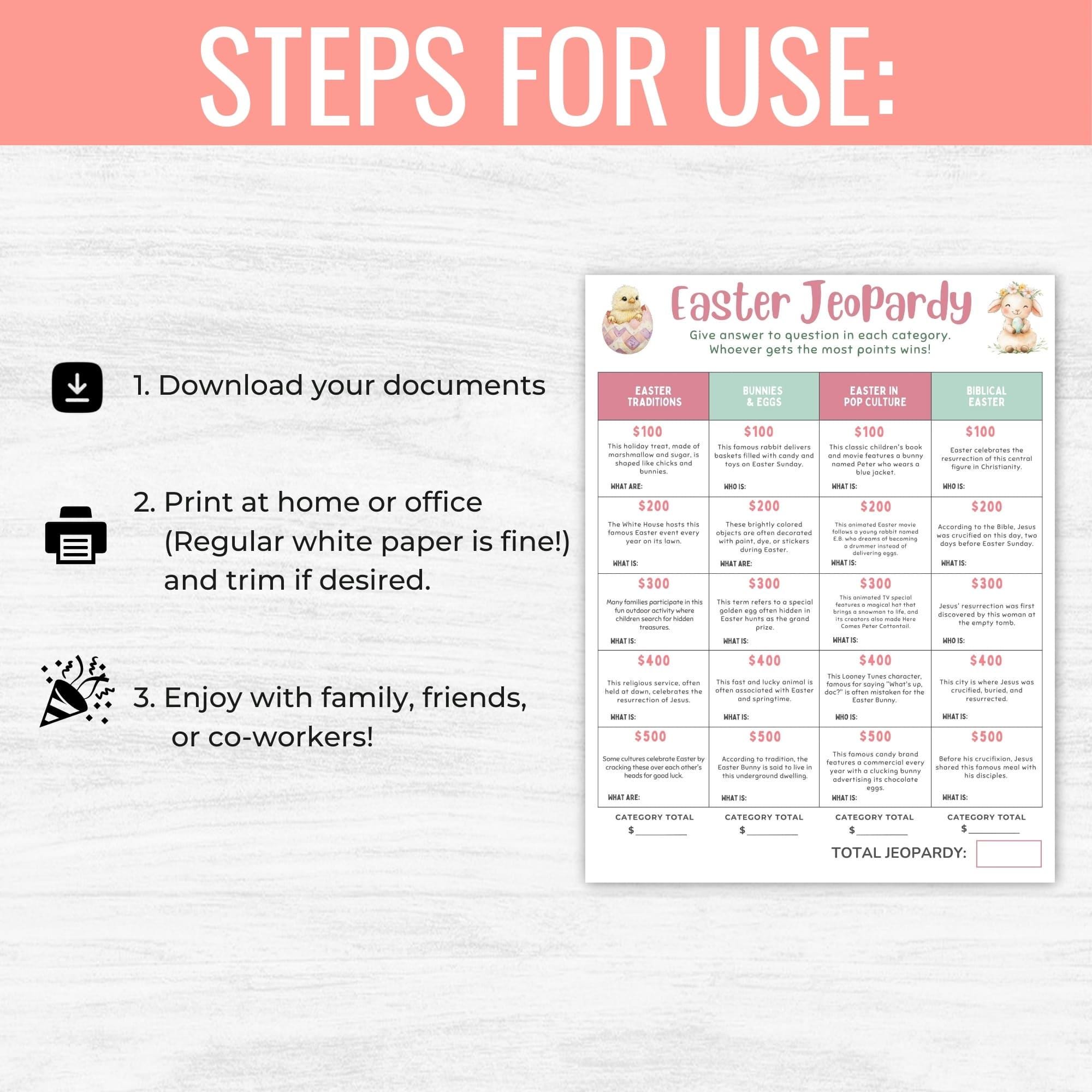 Easter Jeopardy Game, Easter Trivia Party Game, Printable Game, Easter ...