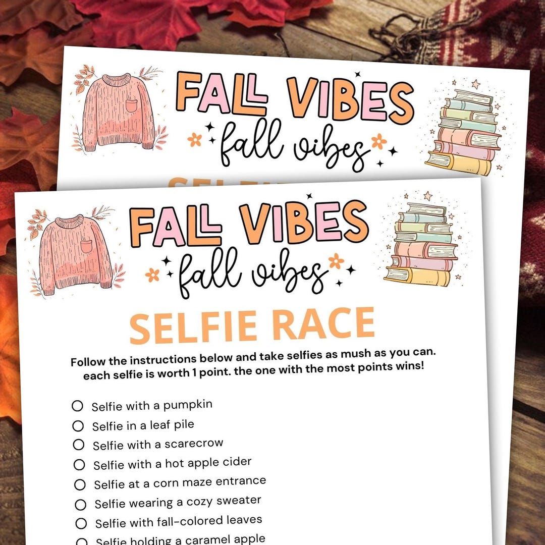Fall Selfie Race Game | Autumn Printable Party Game (digital Download ...