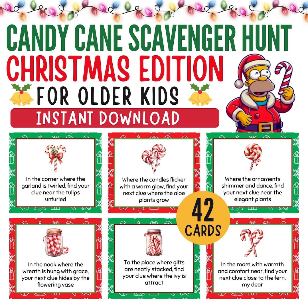 Candy Cane Treasure Hunt, Candy Cane Scavenger Hunt, Christmas Treasure ...