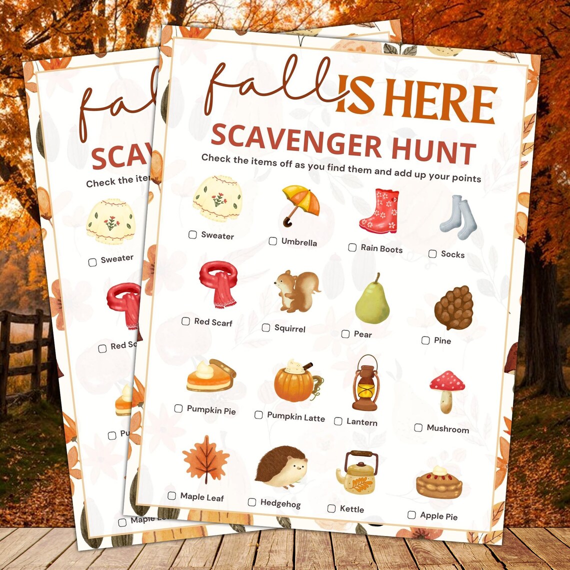 Fall Scavenger Hunt Game, Kids & Adults Activity (digital Download) - Etsy