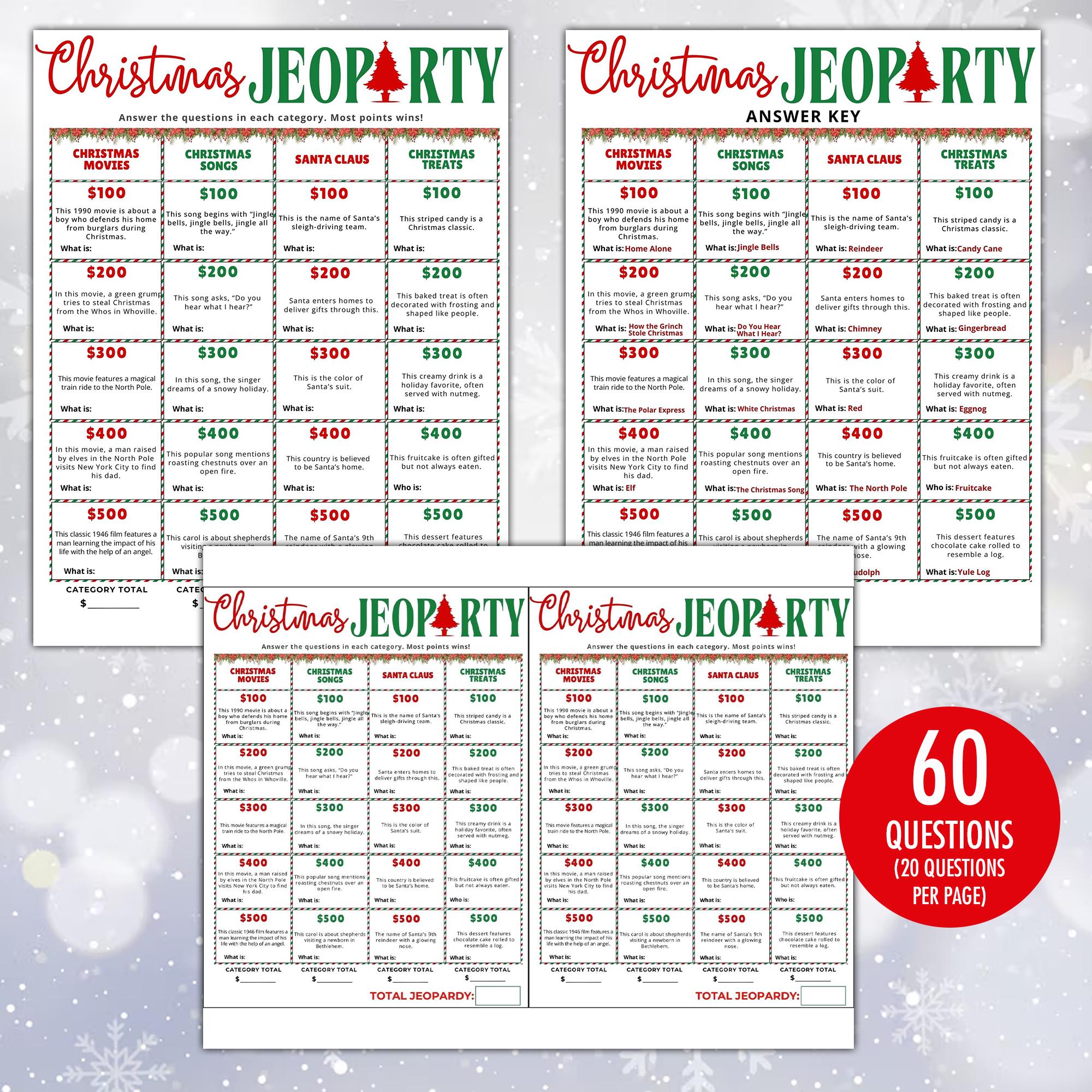 Christmas Jeopardy Game, Holiday Trivia, Family Party (digital Download ...