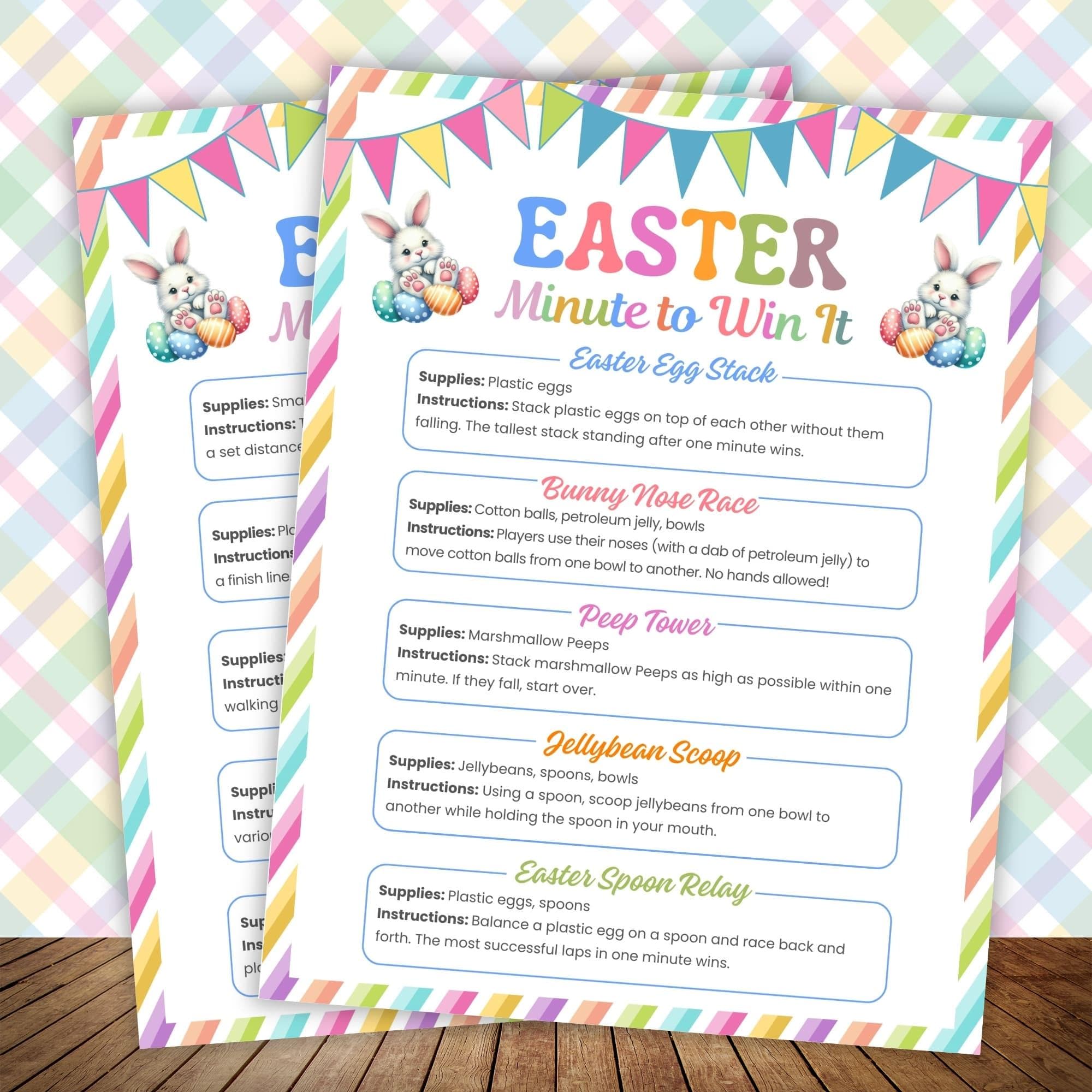 Easter Minute to Win It Games, Family Party (printable PDF) - Etsy