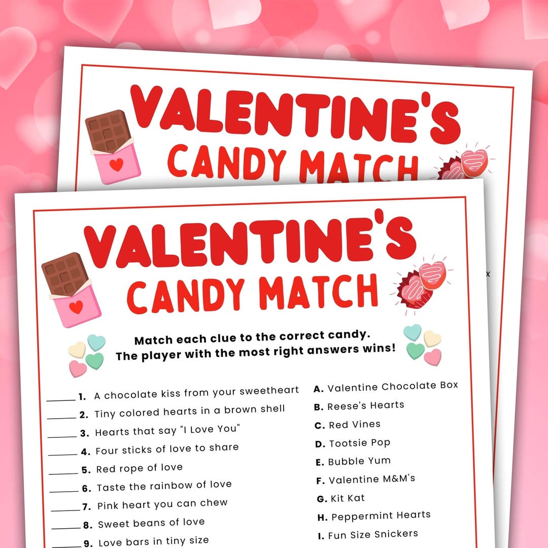 Valentines Game, Valentines Candy Match Game, Valentines Activity ...