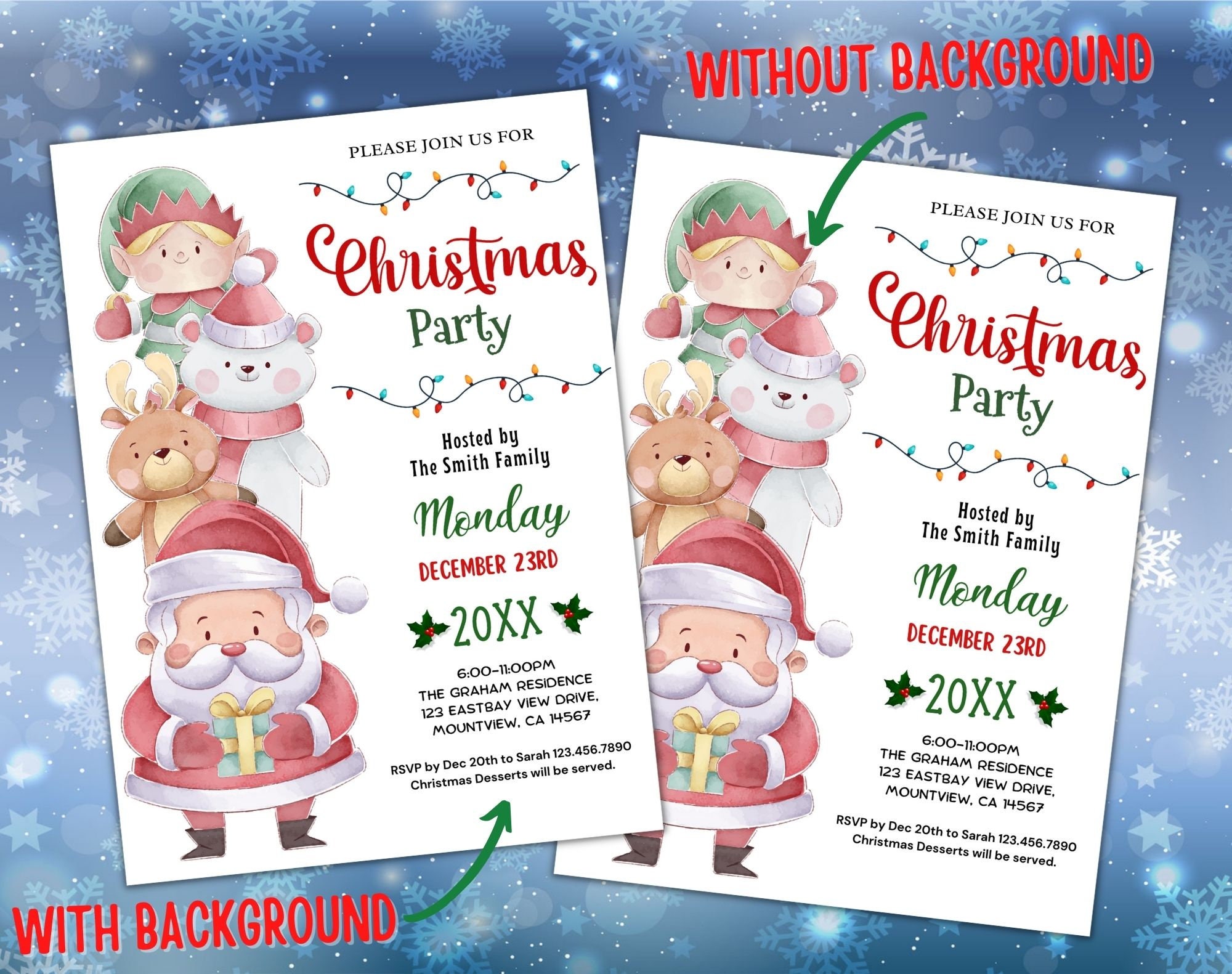 Editable Christmas Invitation Template Christmas Party - Etsy