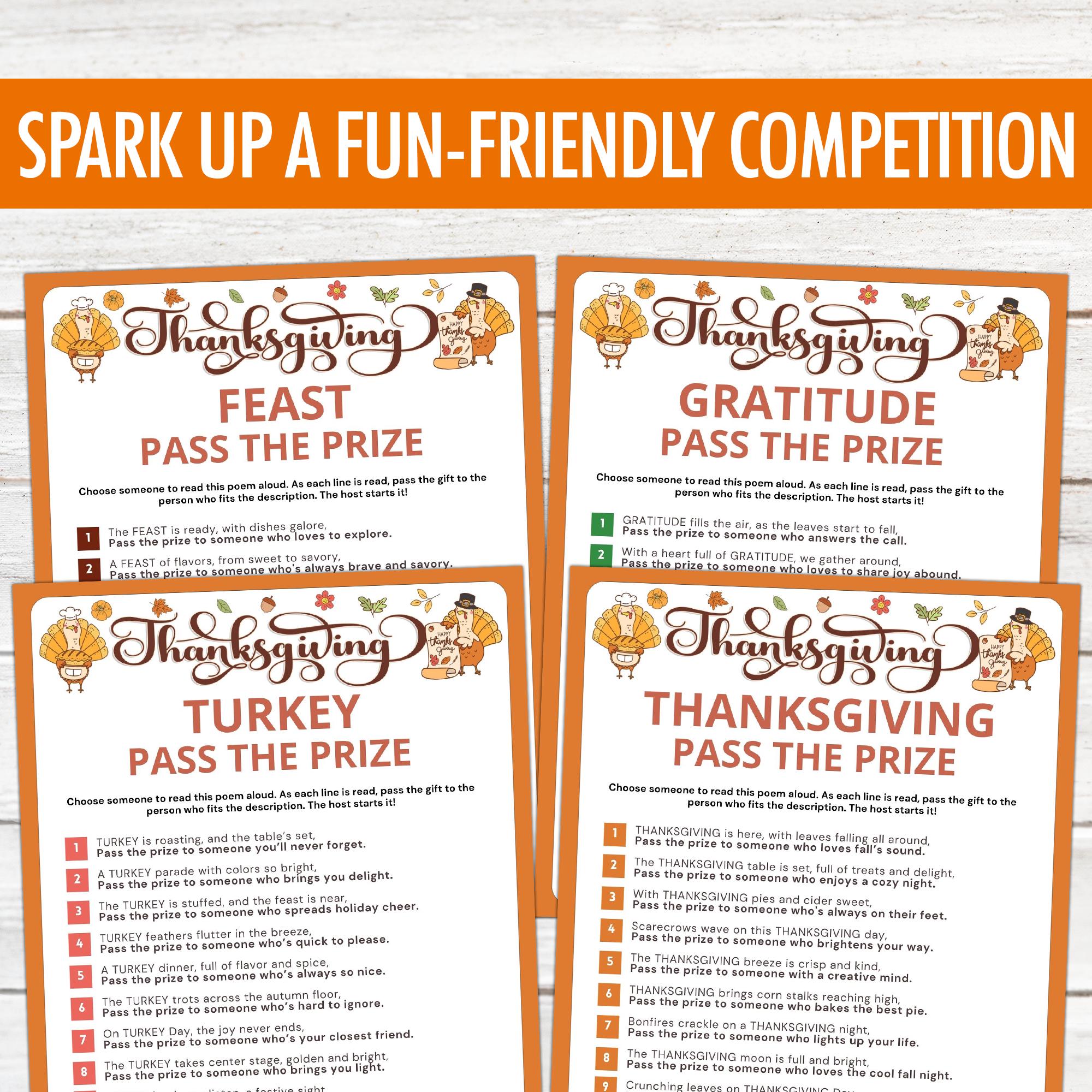 Thanksgiving Pass the Prize Game, Fall Family Activity (printable) - Etsy
