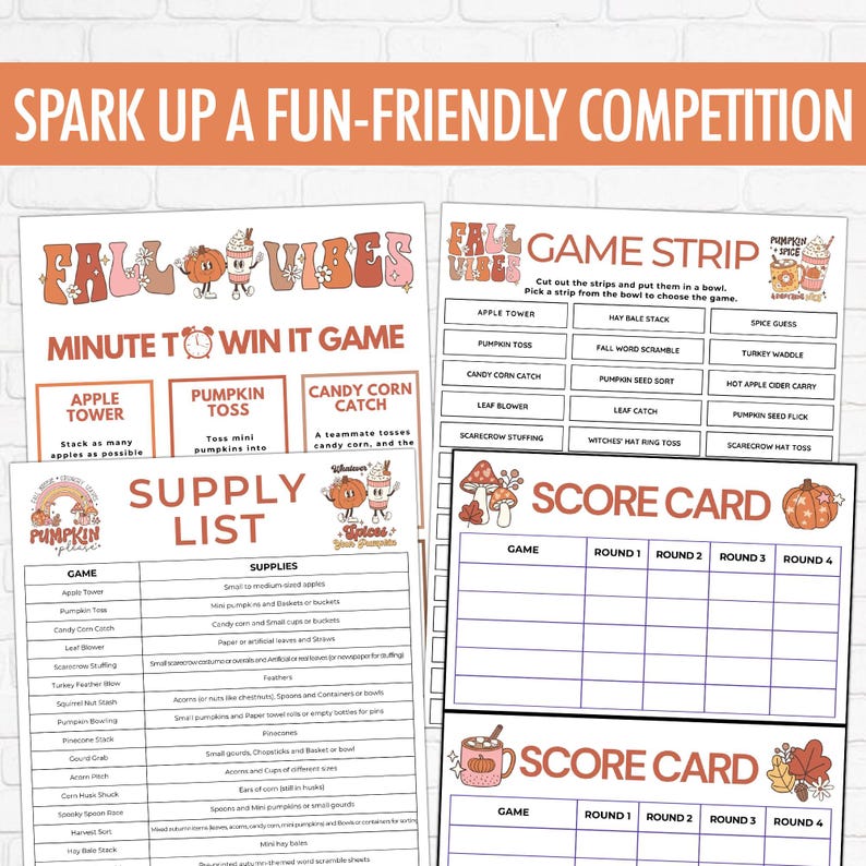 Fall Minute to Win It Games | Autumn Thanksgiving Party (printable) - Etsy