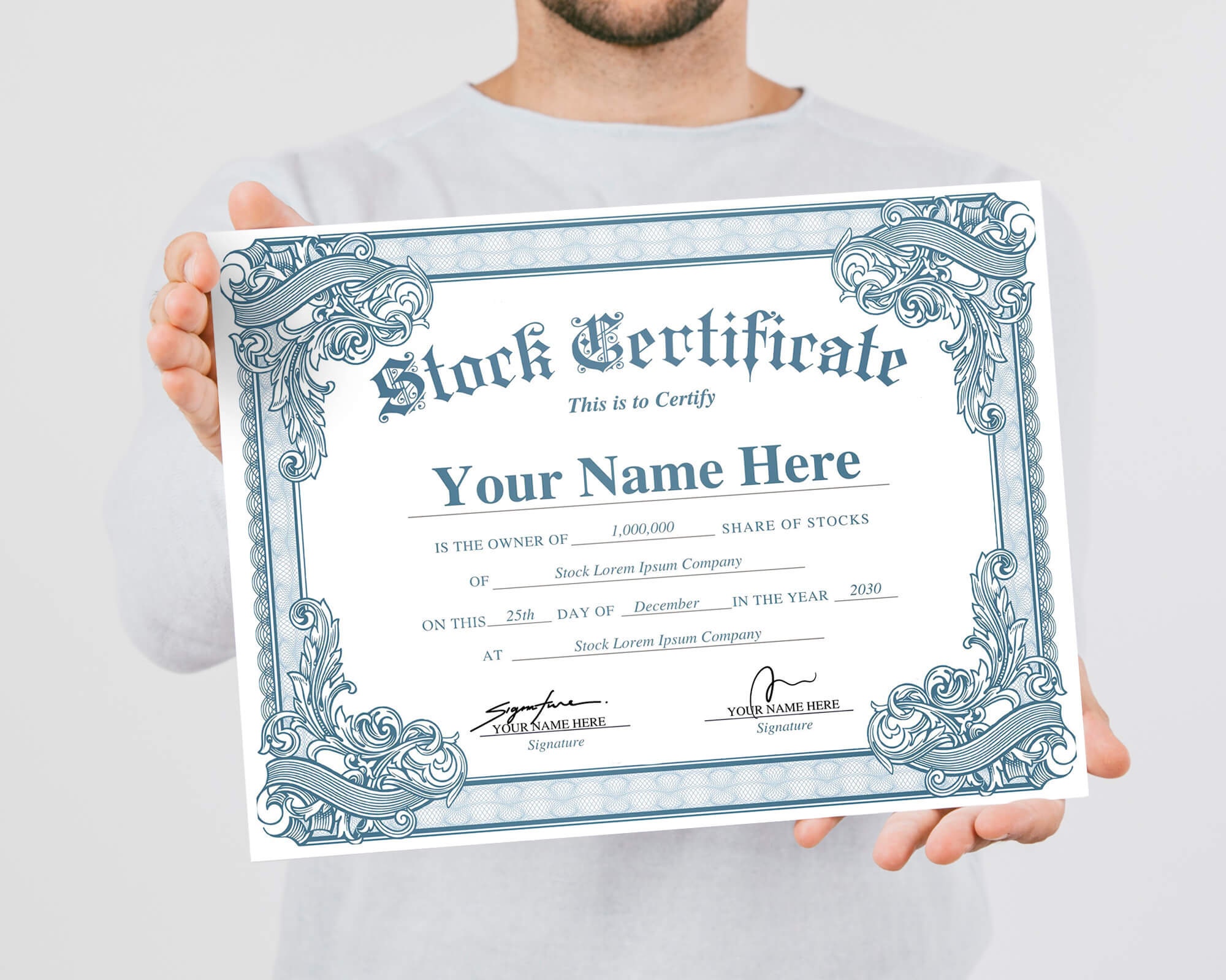 Elegant Stock Certificate Template Editable and Customizable - Etsy