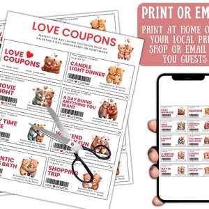 Love Coupons Book Printable Fun Love Coupons Template Editable Naughty ...