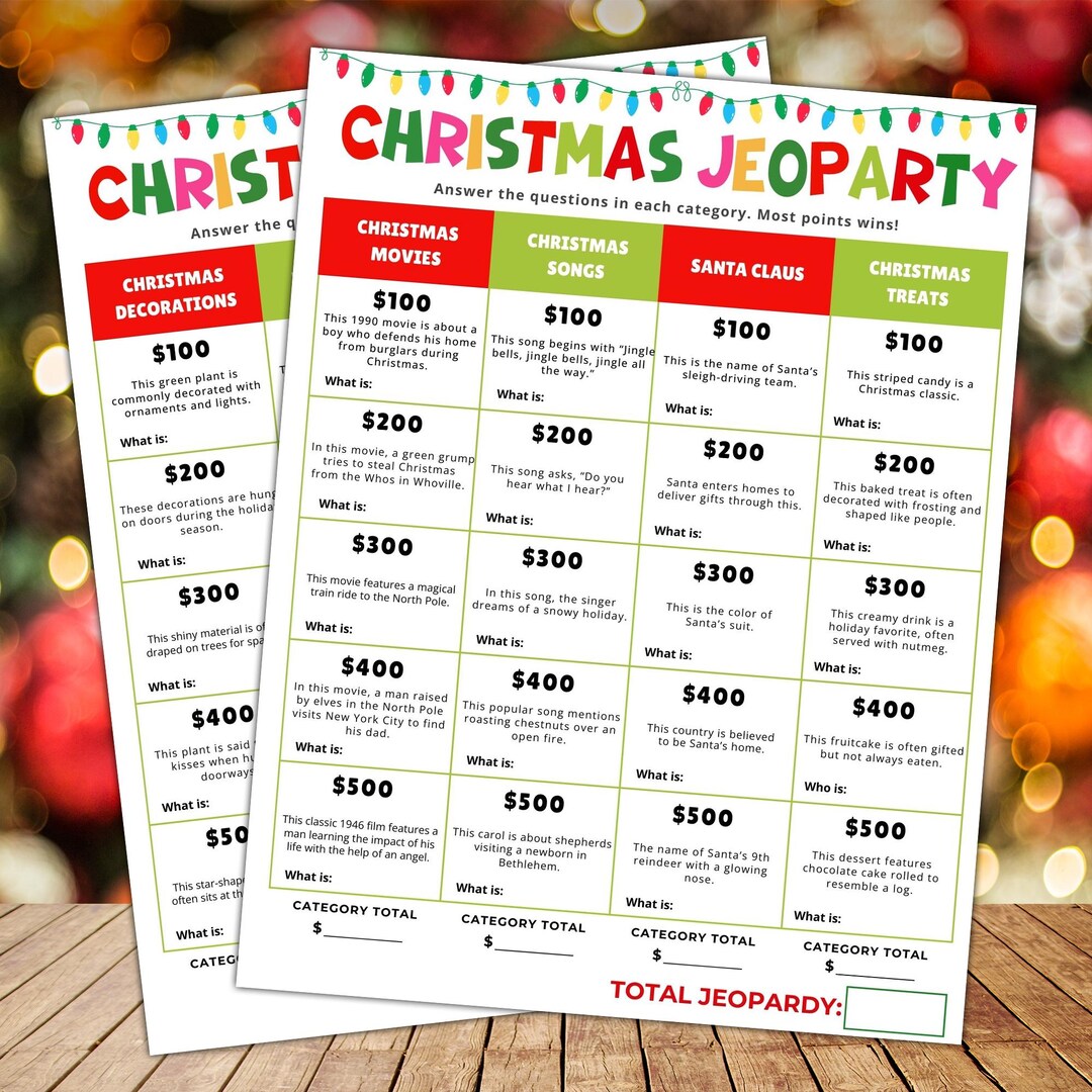 Christmas Jeopardy Game, Holiday Trivia for Family (printable) - Etsy