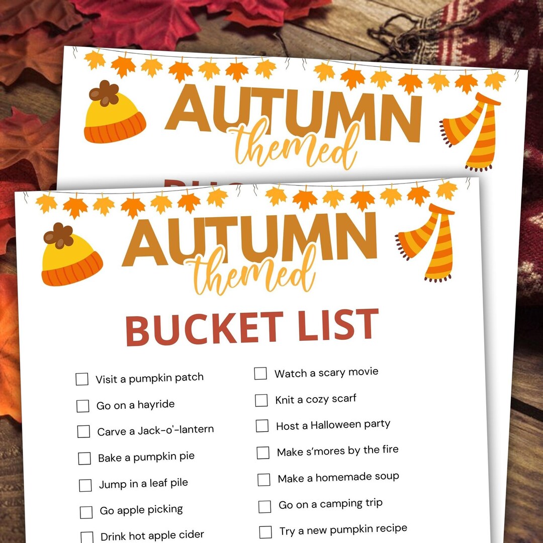 Autumn Bucket List Printable, Fall Bucket List Template, Editable Fall ...